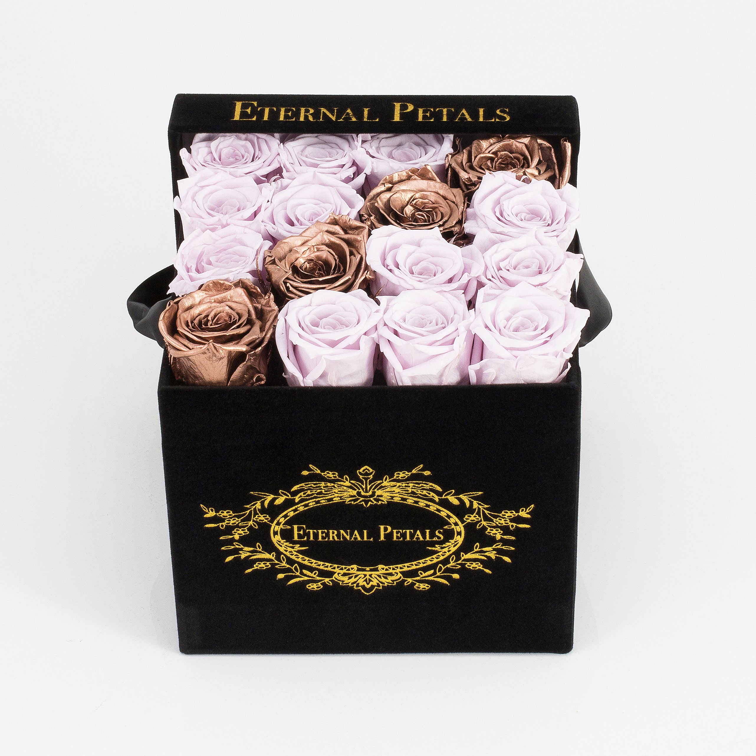 GOLD INFUSED | BLACK FLOWER BOX| ROSES | FLOWERS LONDON – Eternal Petals