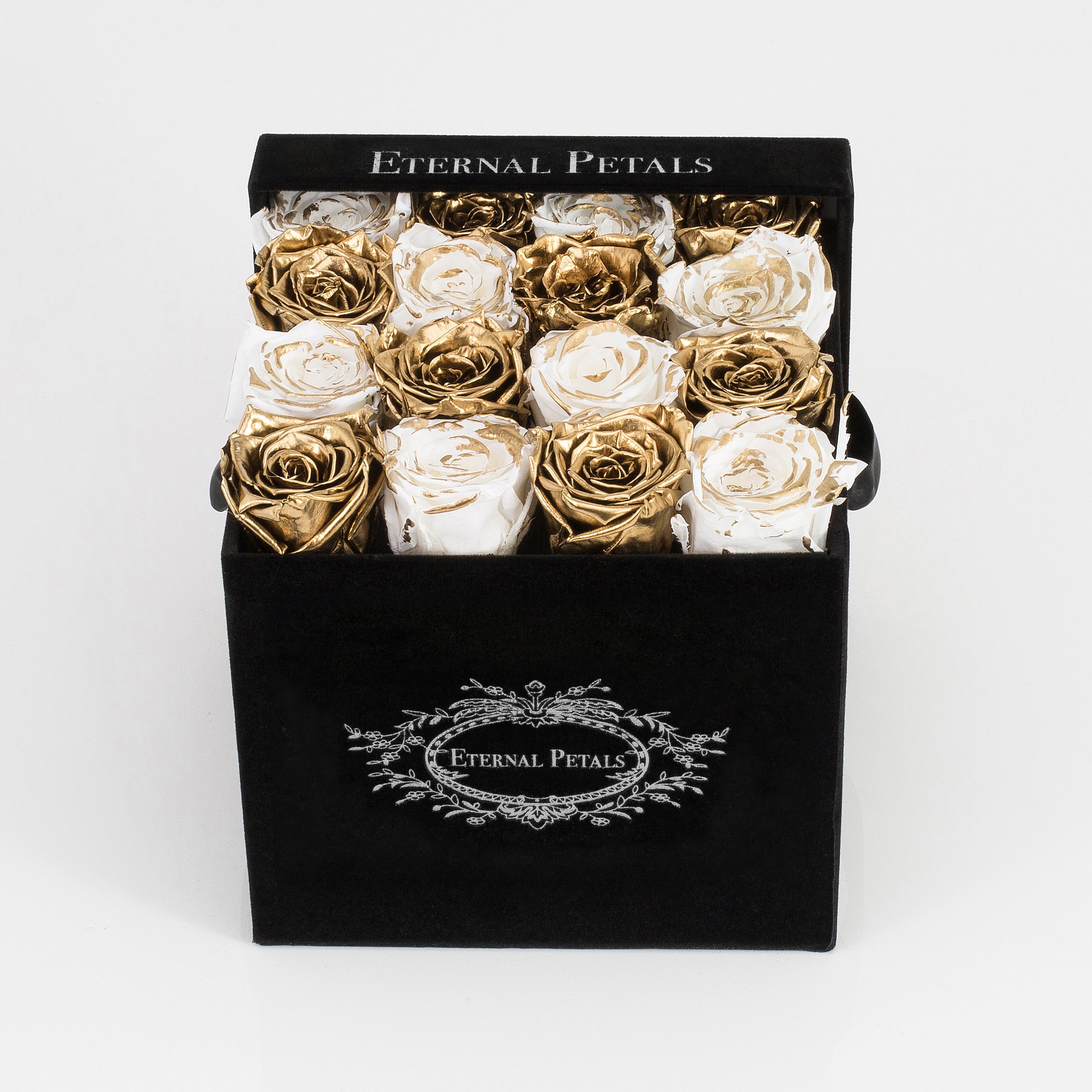 CHECKERS | BLACK FLOWER BOX | ROSES | FLOWERS LONDON – Eternal Petals