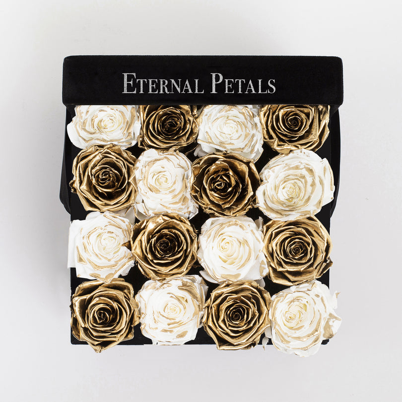 CHECKERS | BLACK FLOWER BOX | ROSES | FLOWERS LONDON – Eternal Petals