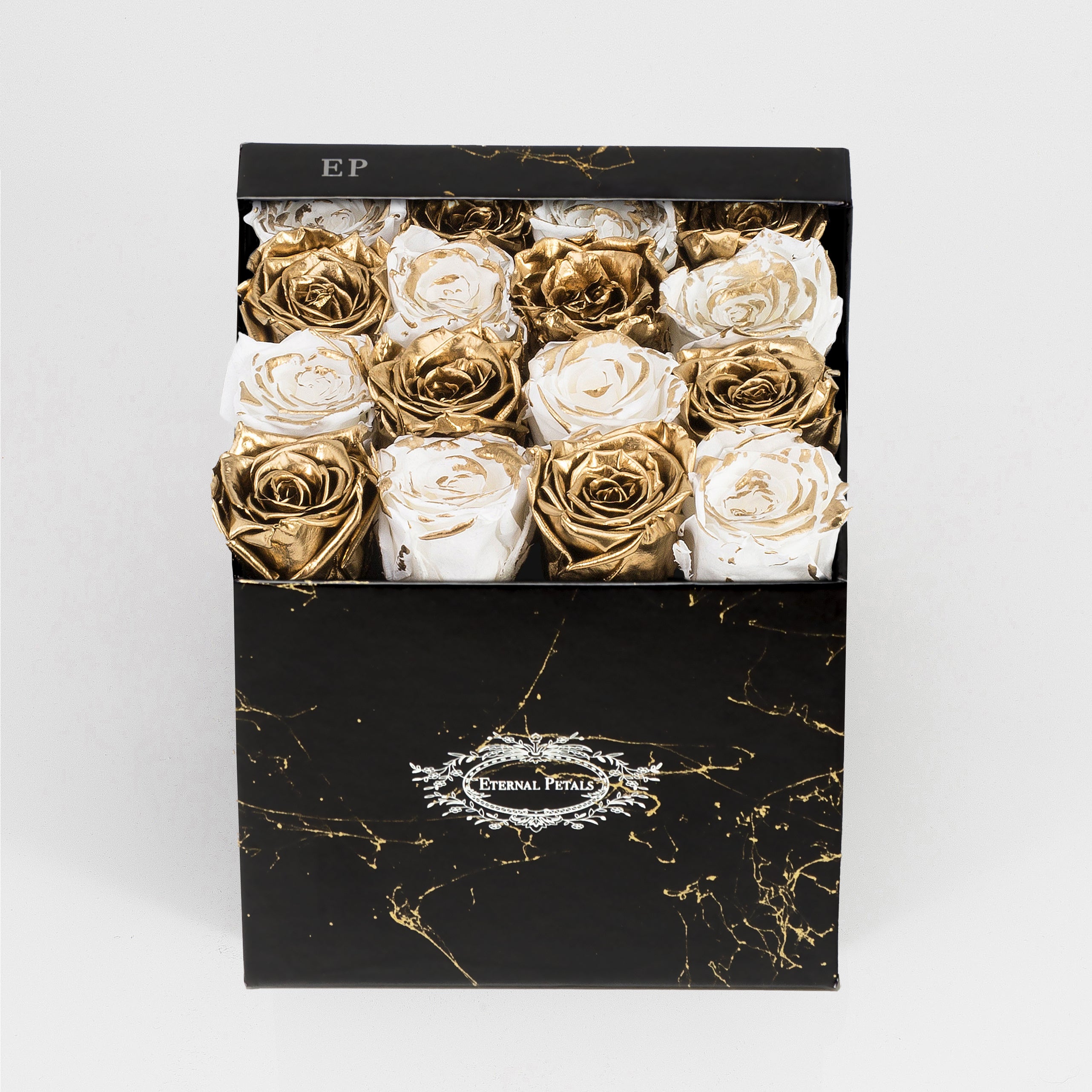 Checkers Style Real Roses | Marble Box | Wedding Flowers London ...